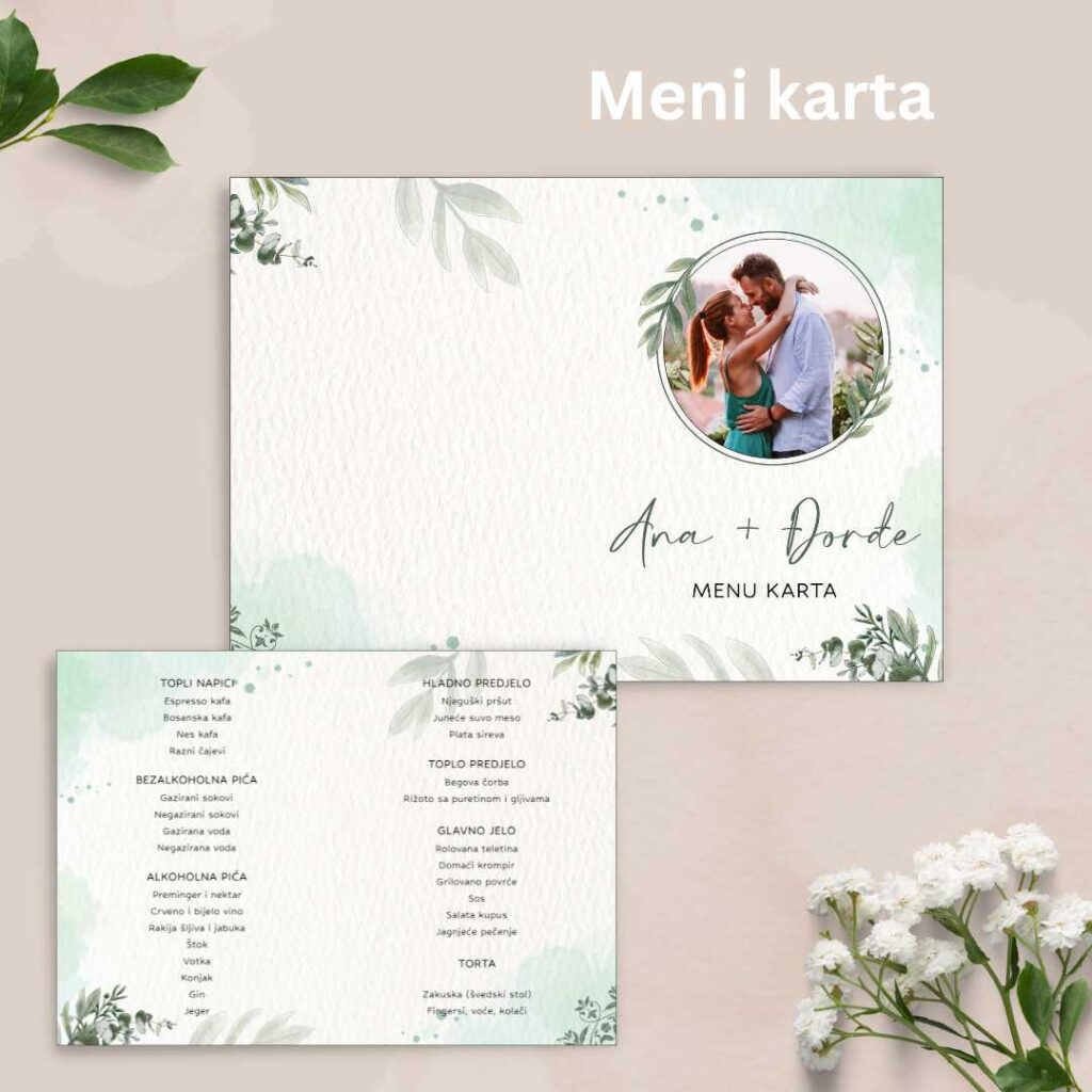 Meni Karte za Vjenčanje | Pozivnice za vjenčanje - Megatrend